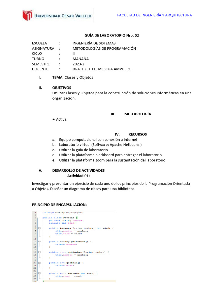 Lab02 Clases Objetos Ejercicios | PDF