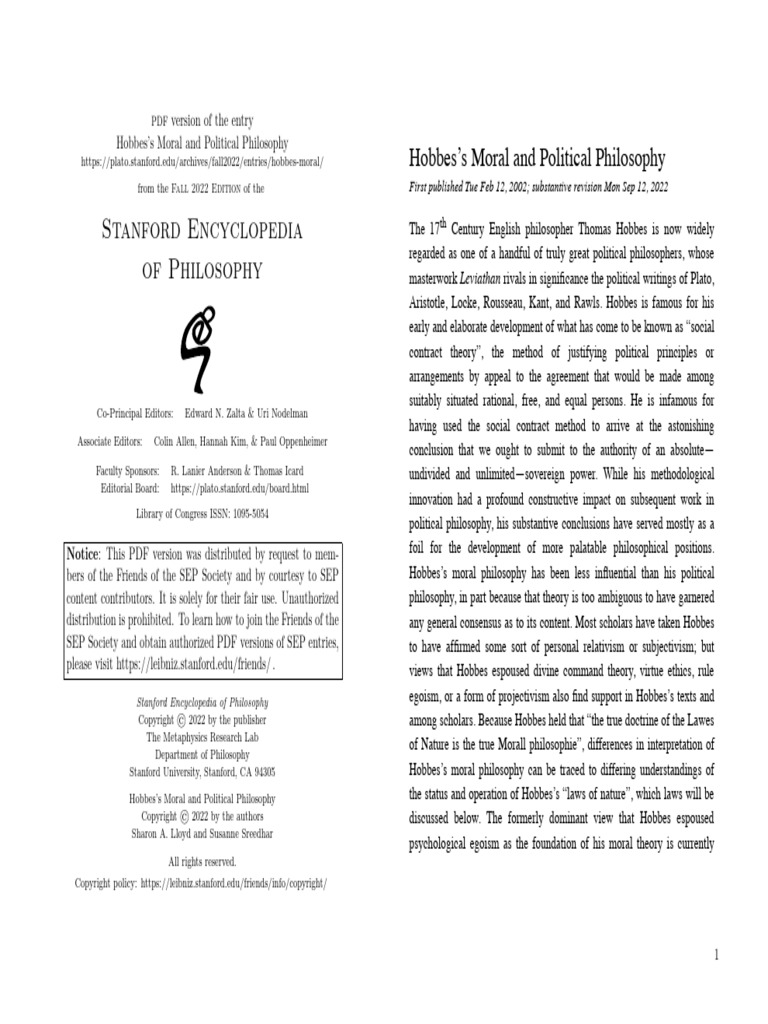 Hobbes Moral | PDF | Thomas Hobbes | Sovereignty