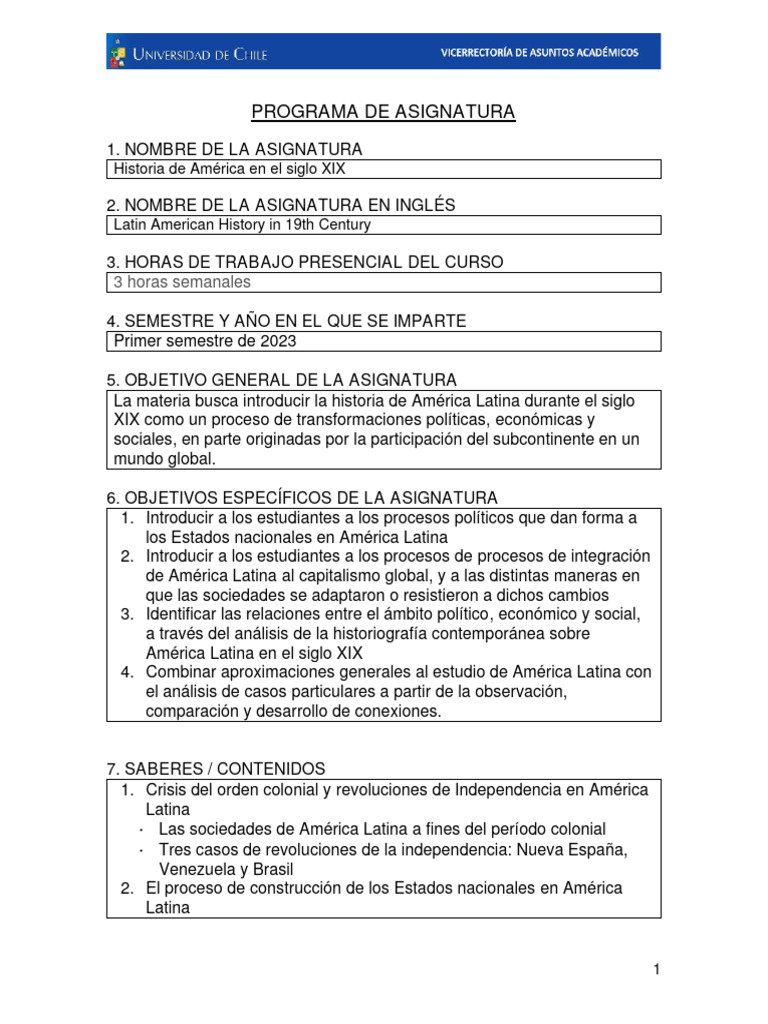 Programa de Asignatura | PDF