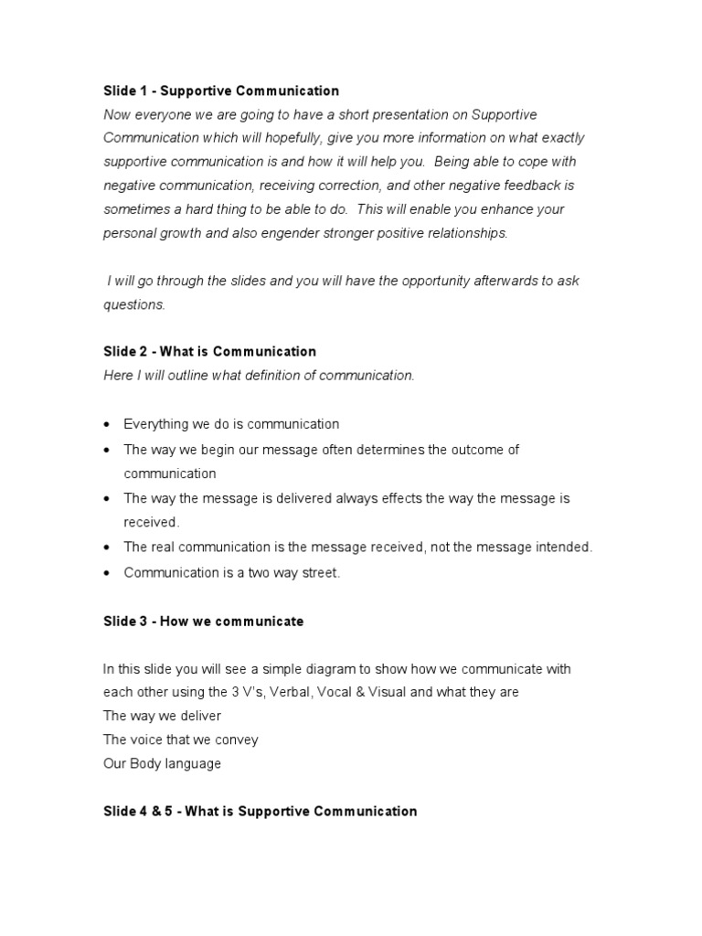 Effective Supportive Communication | PDF | Criticism | Communication