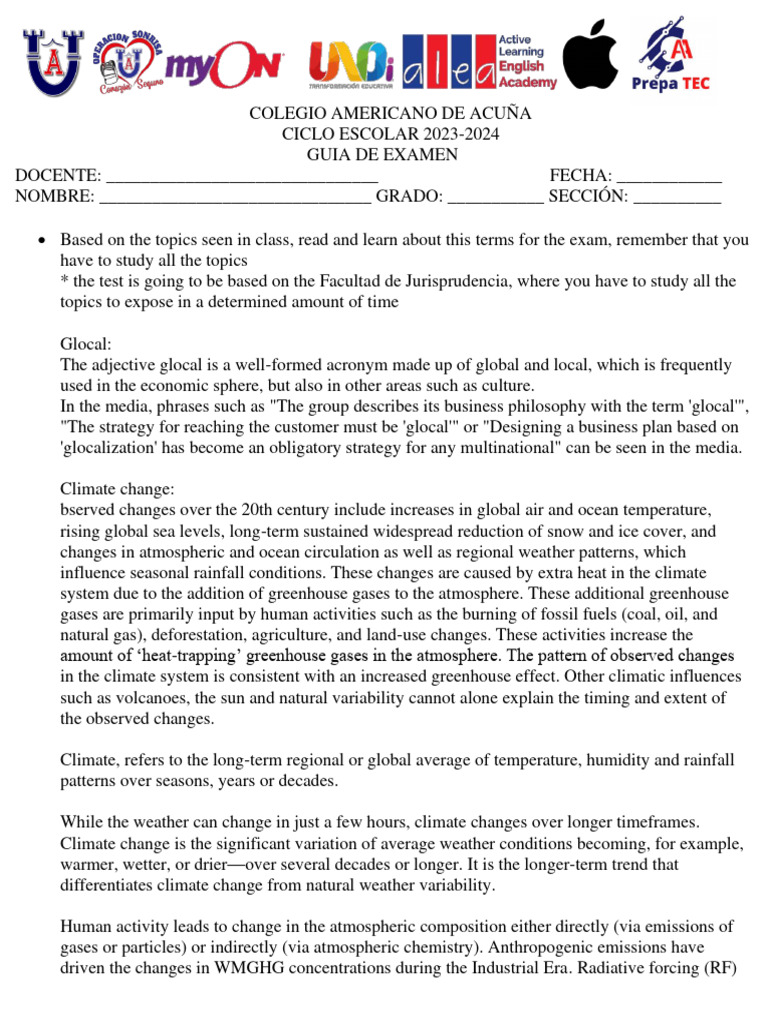 Guia Fcye 3a | PDF | Climate Change | Climate
