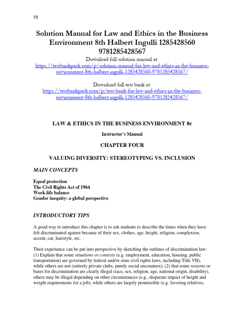 Law and Ethics in The Business Environment 8th Edition Halbert ...