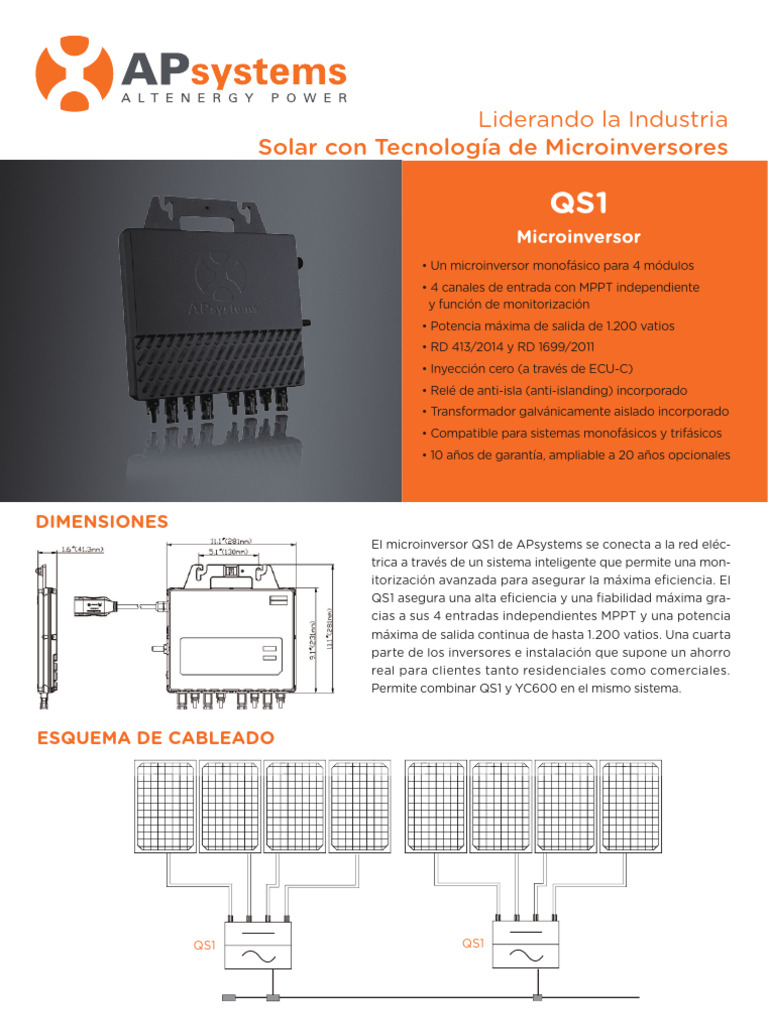 APS SYSTEMS QS1 Ficha ES | PDF | Bienes manufacturados | Cantidades fisicas