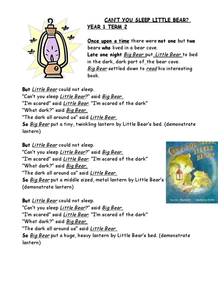 Can't You Sleep Little Bear Y1 T2 | PDF