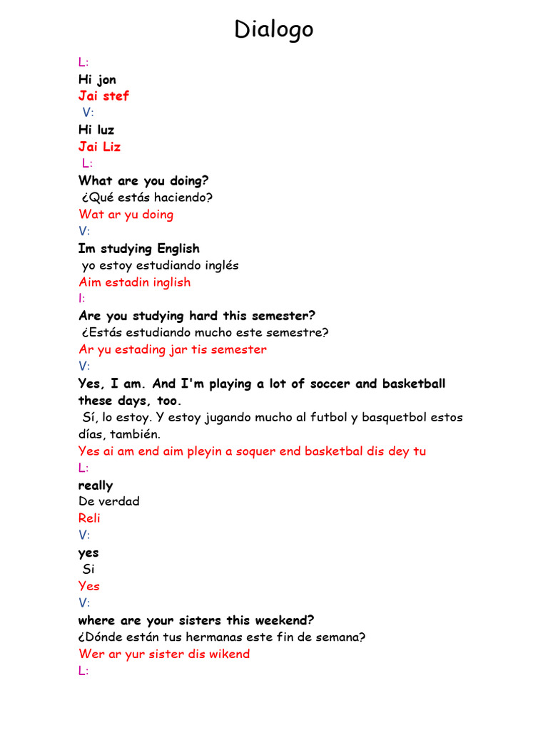 Dialogo Ingles | PDF