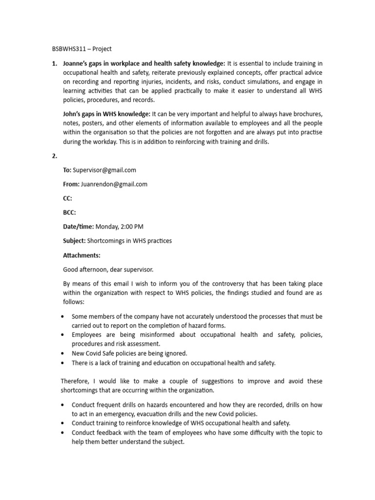 BSBWHS311 Project | PDF