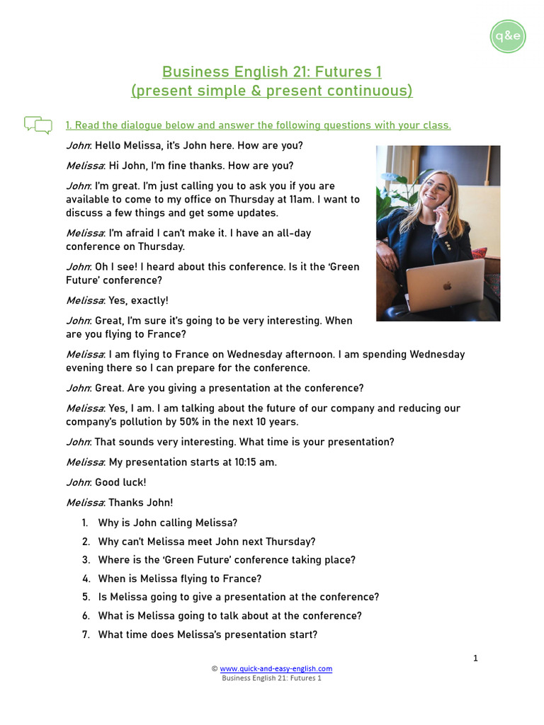 Present Continuous in Business English | PDF