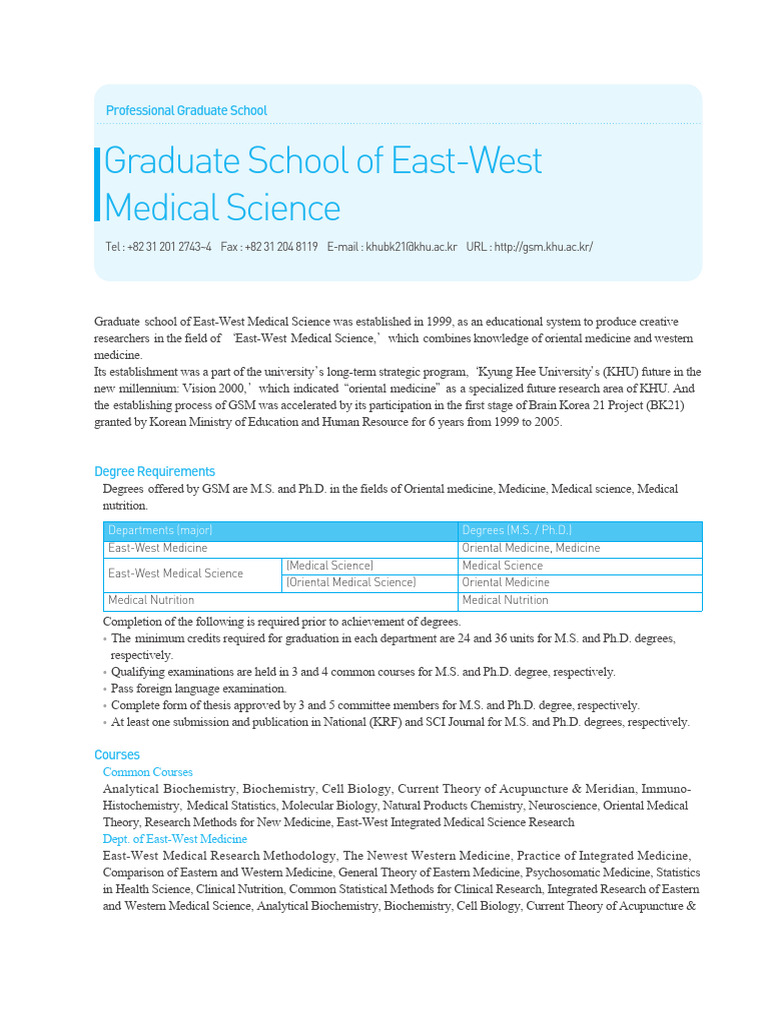 Graduate School of East-West Medical Science | PDF