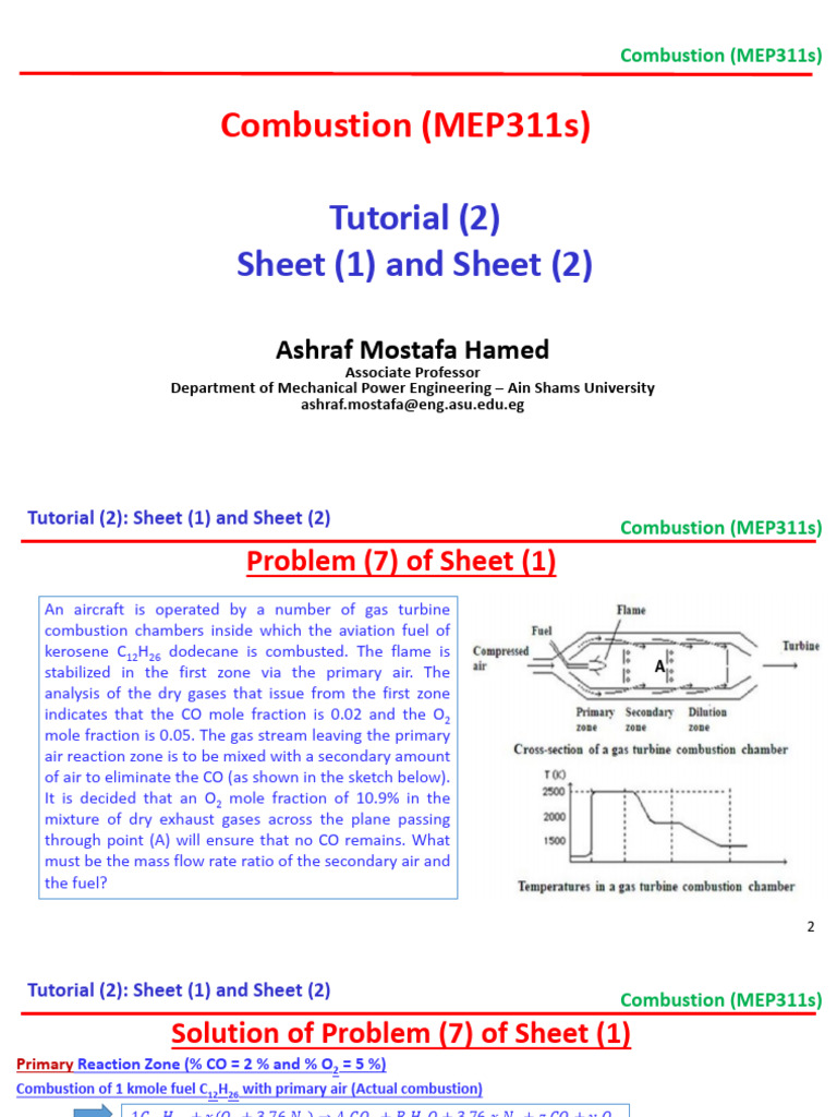 Tutorial-2-Combustion - MEP311-Sheet-1+Sheet-2 | PDF | Combustion ...