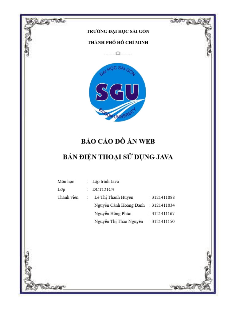 BÁO CÁO ĐỒ ÁN WEB BÁN ĐIỆN THOẠI SỬ DỤNG JAVA | PDF