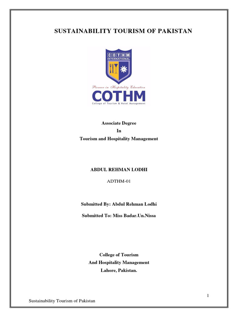 Abdul Rehman Thesis Final | PDF | Tourism | Gross Domestic Product