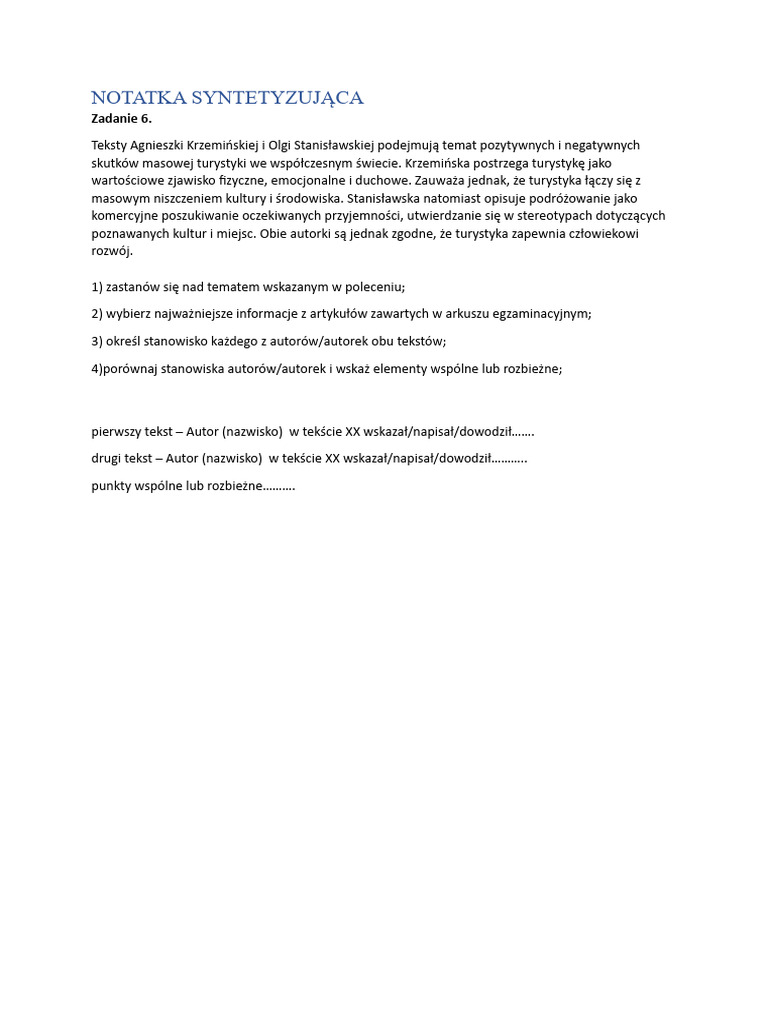 Notatka Syntetyzująca | PDF