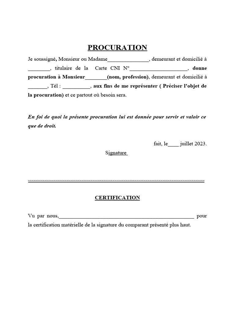 Procuration Exemplaire | PDF