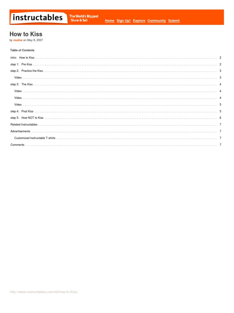 How To Kiss - The Best Kiss - For Beginers | PDF | Kiss | Lip