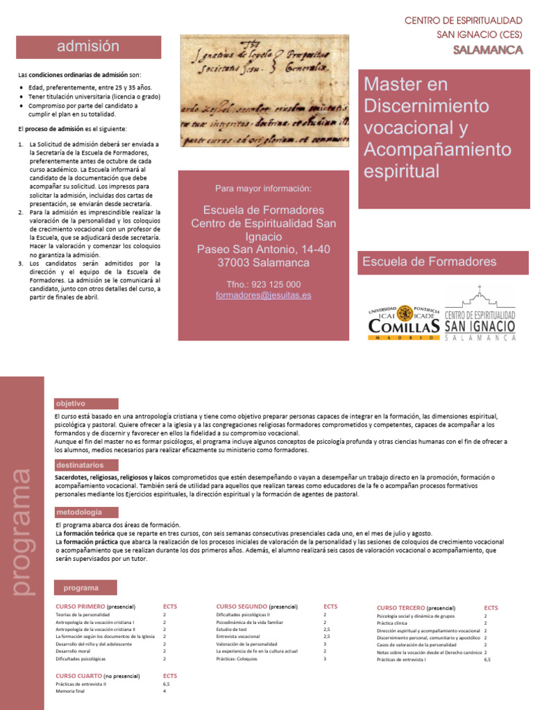 Triptico. Master en Discernimiento y Acompañamientodocx | PDF