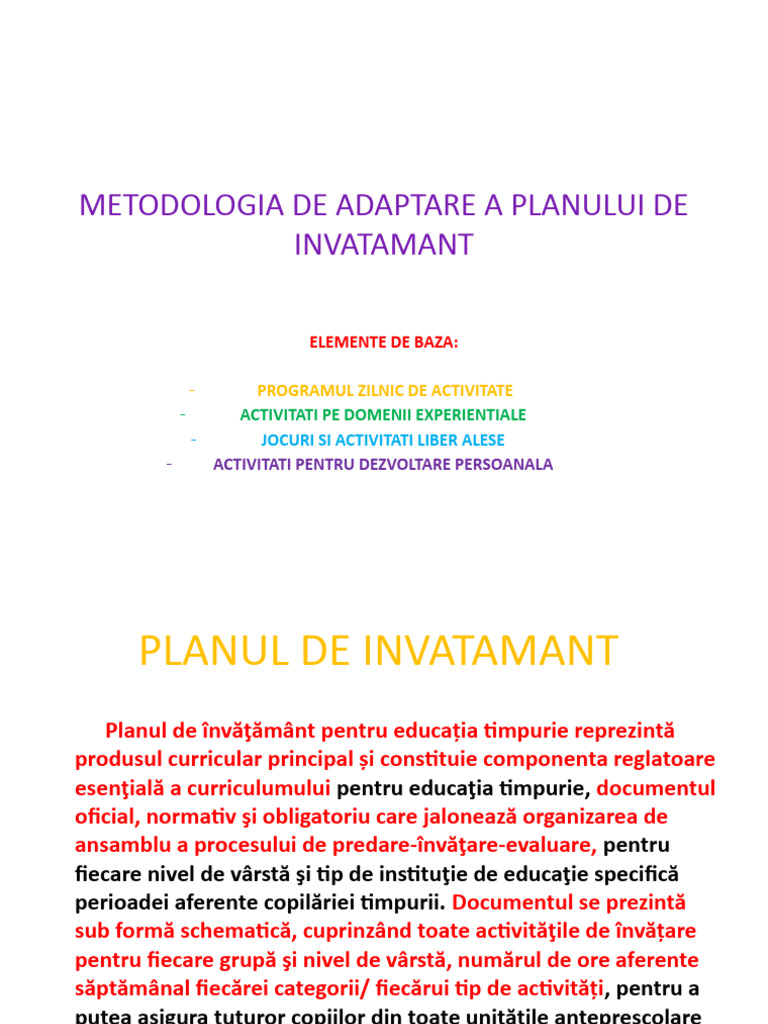 Metodologia de Adaptare A Planului de Invatamant | PDF