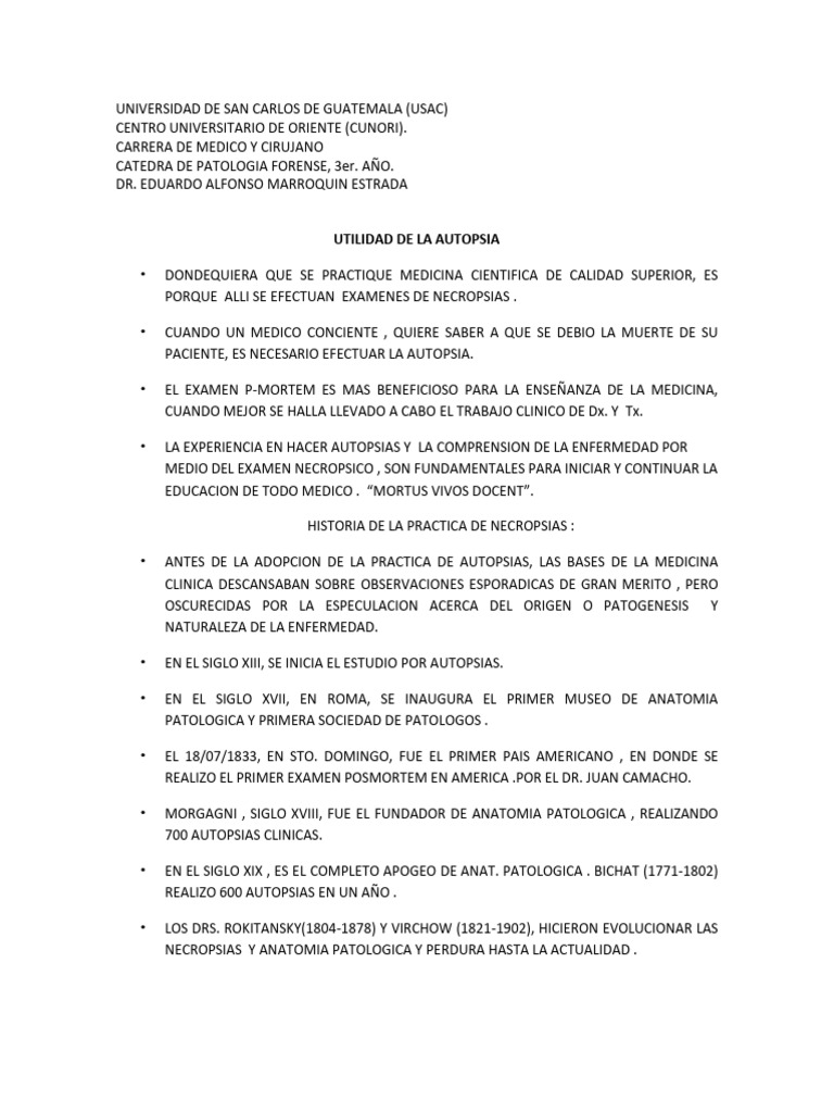 Documento de La Utilidad de La Autopsia 2015 | PDF | Relaciones ...