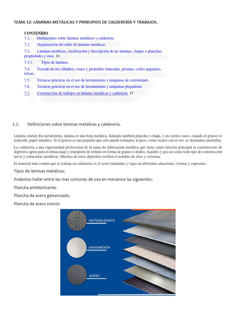 Tema 12 Laminas Metalicas 16-05-23 | PDF | Tecnología