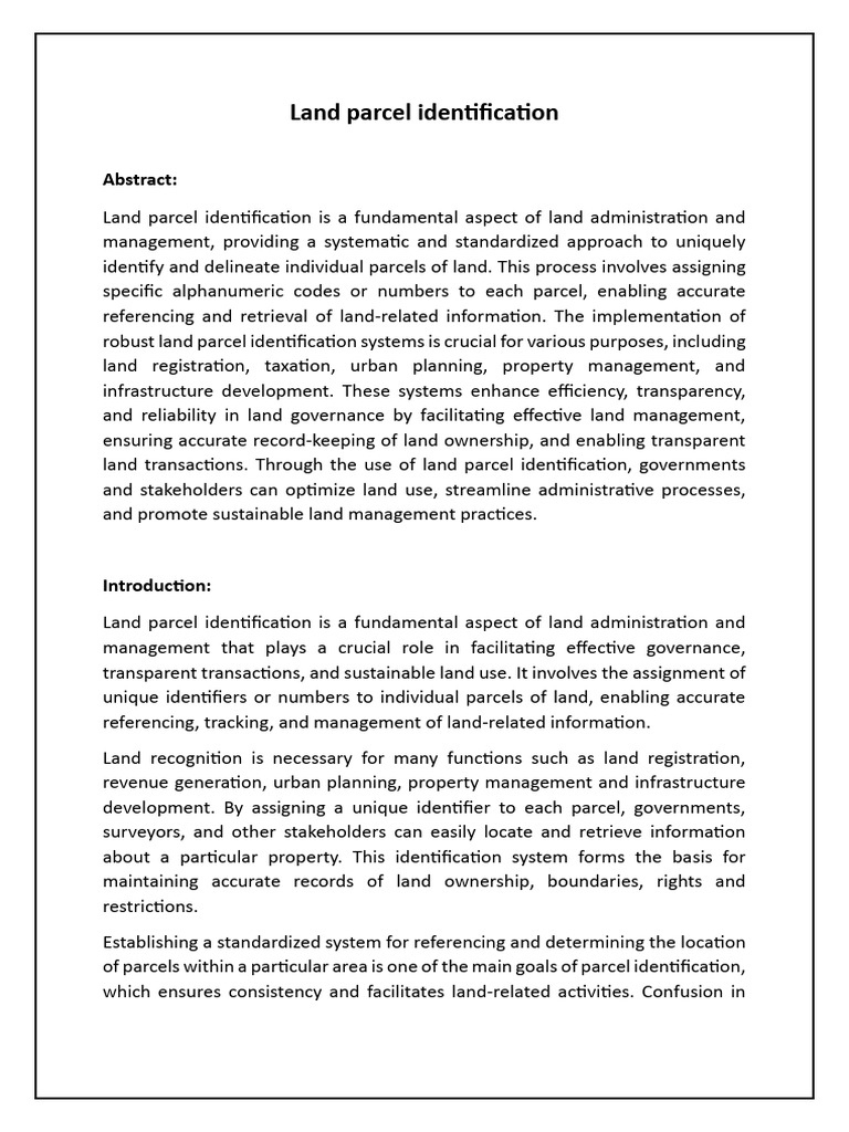 Land Parcel Identification | PDF