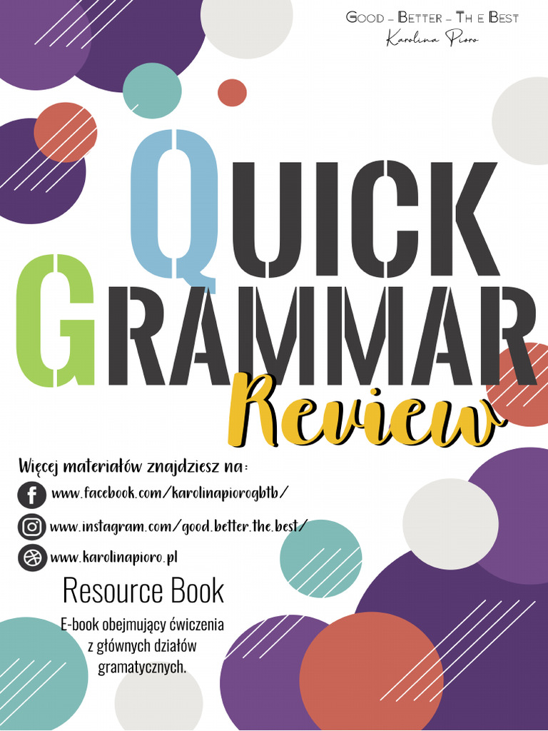 Quick Grammar Review Worksheet 2021 | PDF