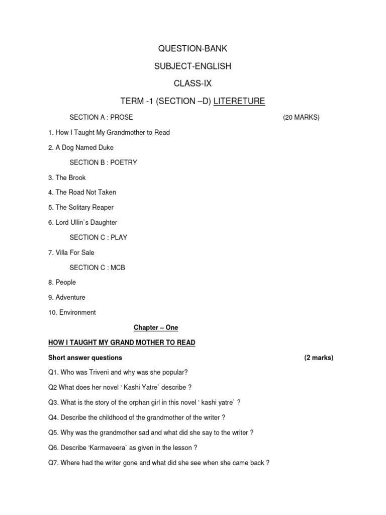 CLASS 9 - ENGLISH | PDF