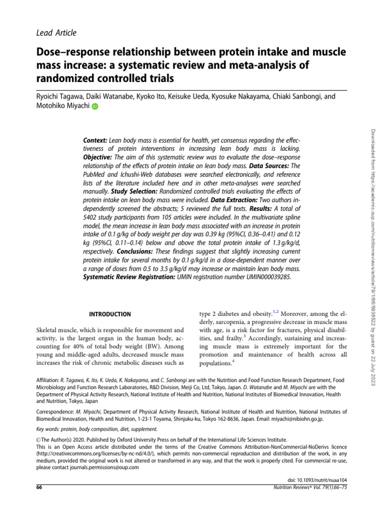 Dose-Response Relationship Between Protein Intake and Muscle Mass Increase - A Systematic Review ...