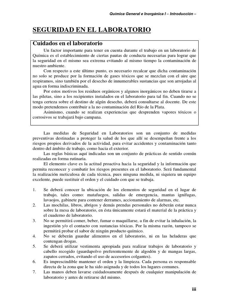 Normas de Seguridad en El Laboratorio | PDF