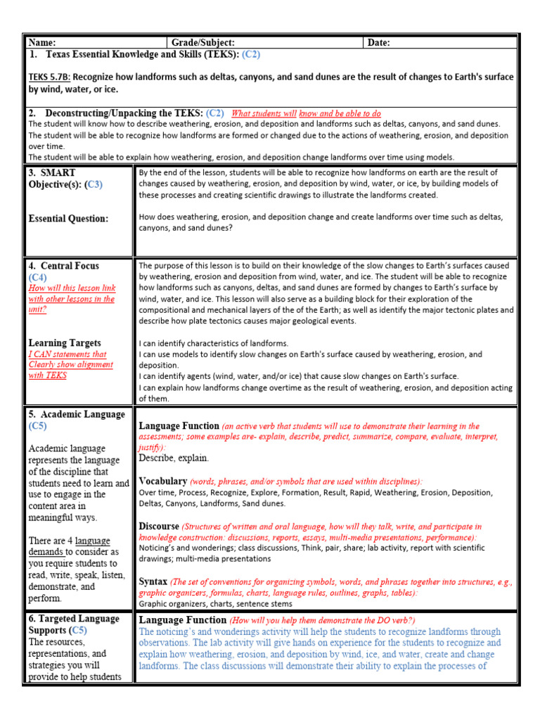 Edtpa Lesson Plan Guide LPG | PDF