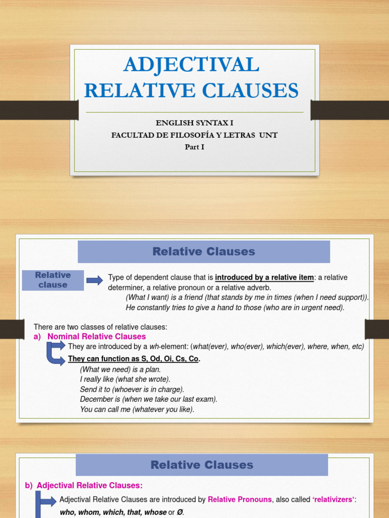 Adjectival Relative Clauses Parte 1 | PDF