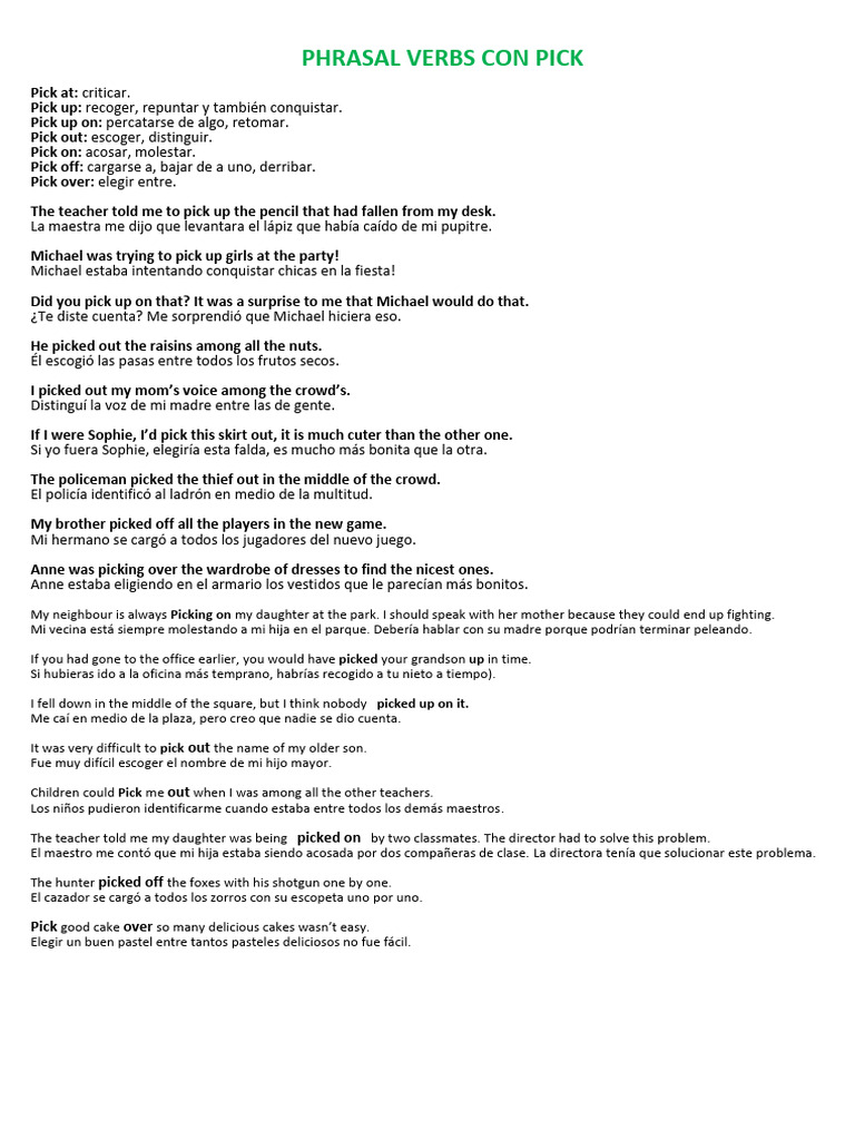 Phrasal Verbs Con Pick | PDF