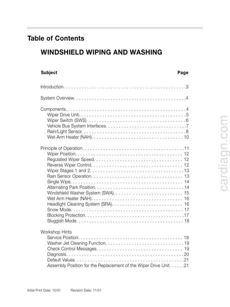 E65 Windshield Wiping & Washing | PDF