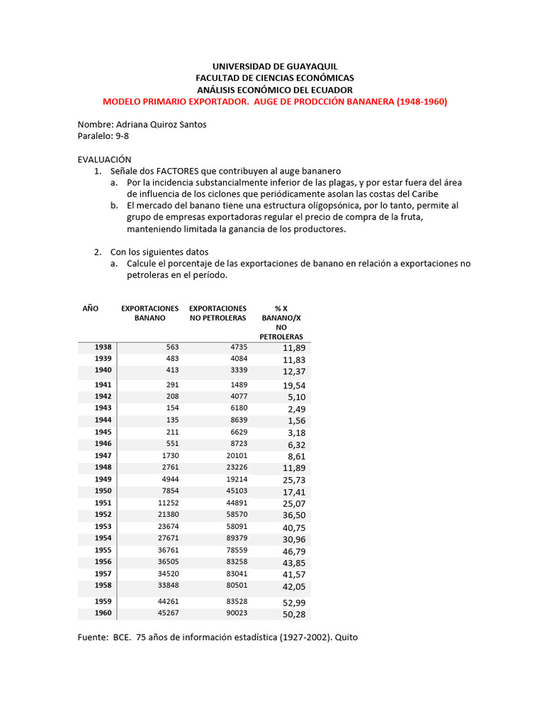 Causas y Consecuencias del Auge Bananero | PDF | Ecuador | Economias