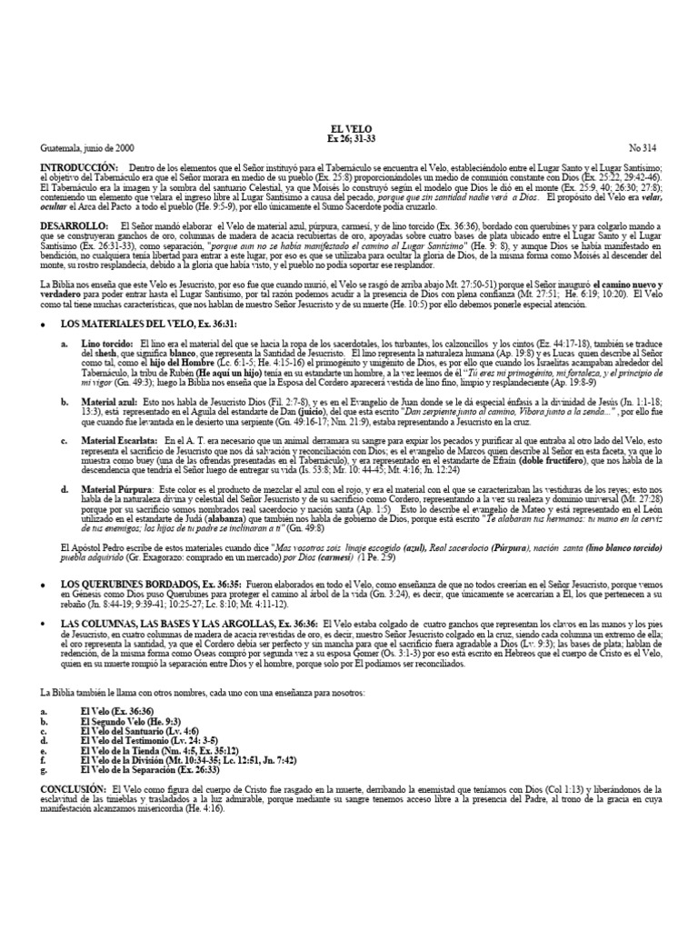 314 EL VELO Del Tabernaculo | PDF