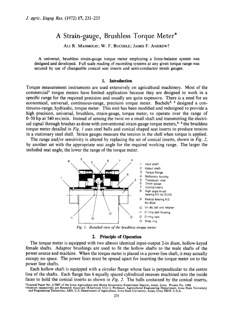 1972 A Strain-Gauge Brushless Torque | PDF | Force | Torque