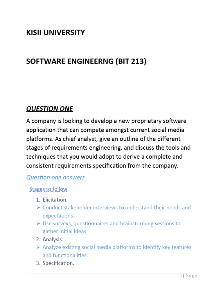 BIT 213 Software Engeneering Assignment | PDF