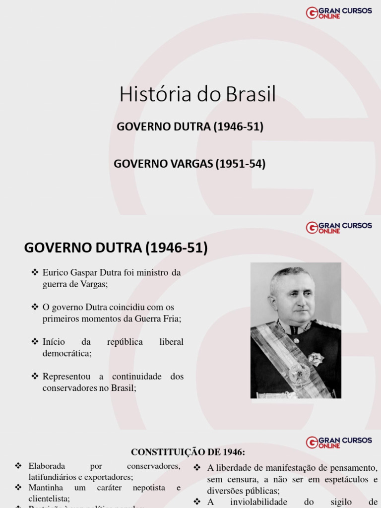 Aula 29 - Governo Dutra 1946 - 51 | PDF