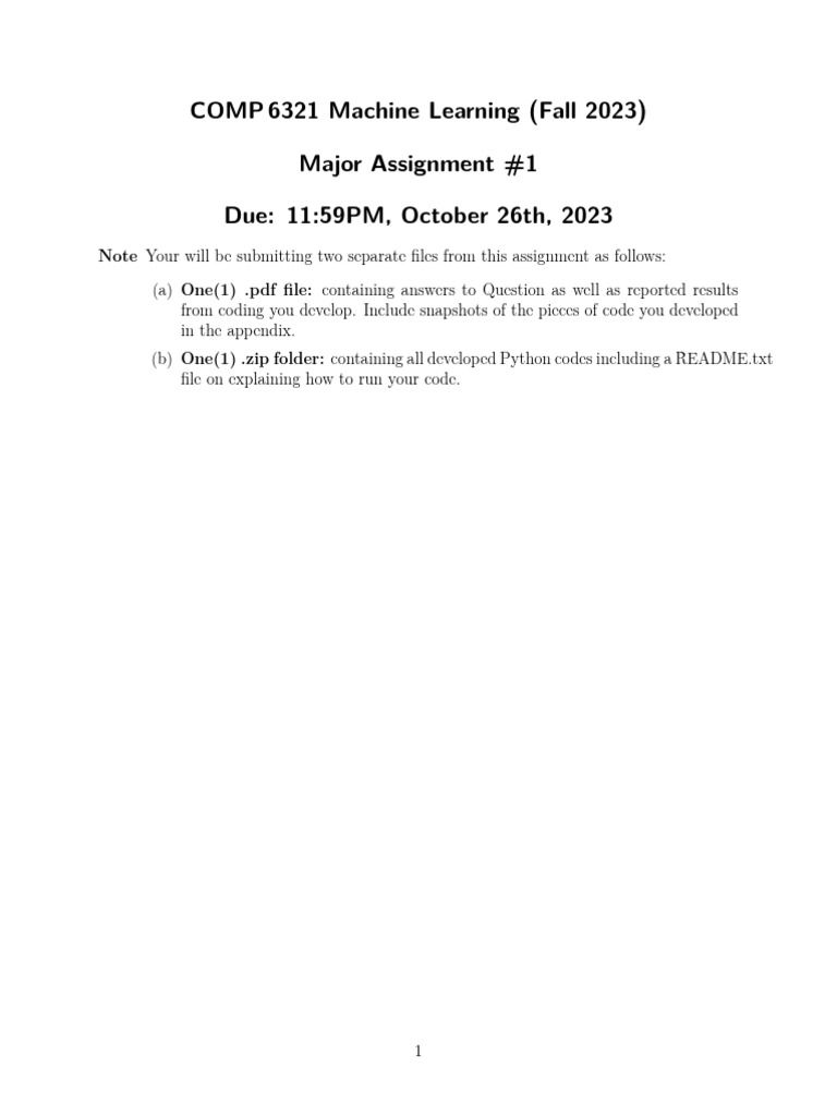 COMP6321 ML Assignment1 | PDF