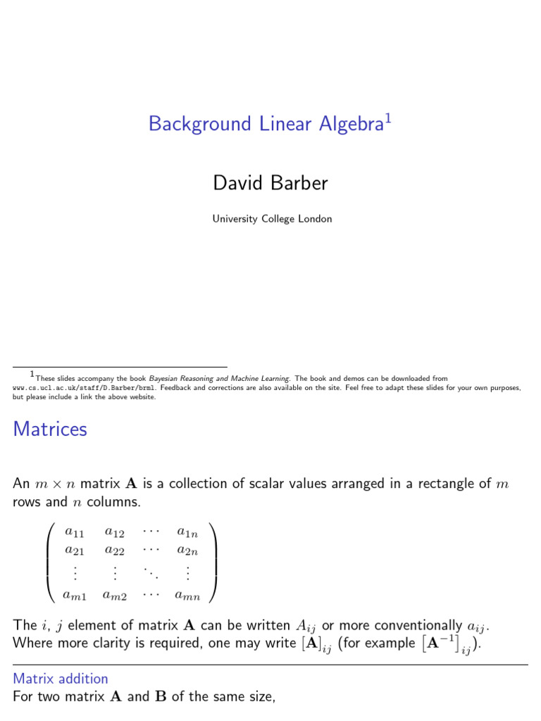 00 Lectureslides LinAlg | PDF