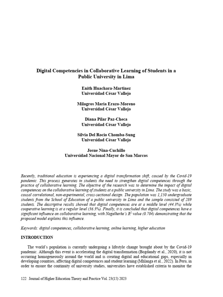 Digital Competencies in Collaborative Learning | PDF | Computers