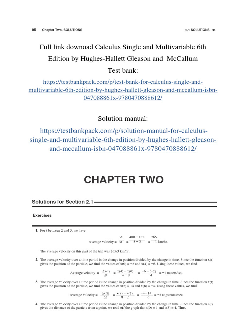 Solution Manual For Calculus Single and Multivariable 6th Edition by ...
