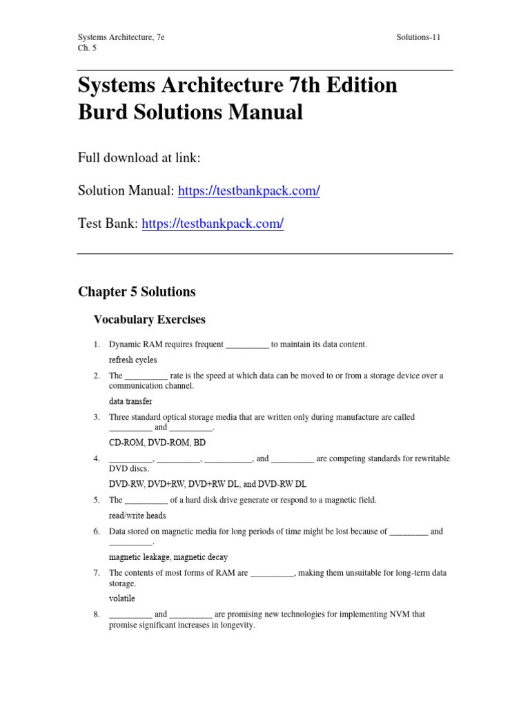 Systems Architecture 7th Edition Burd Solutions Manual 1 | PDF