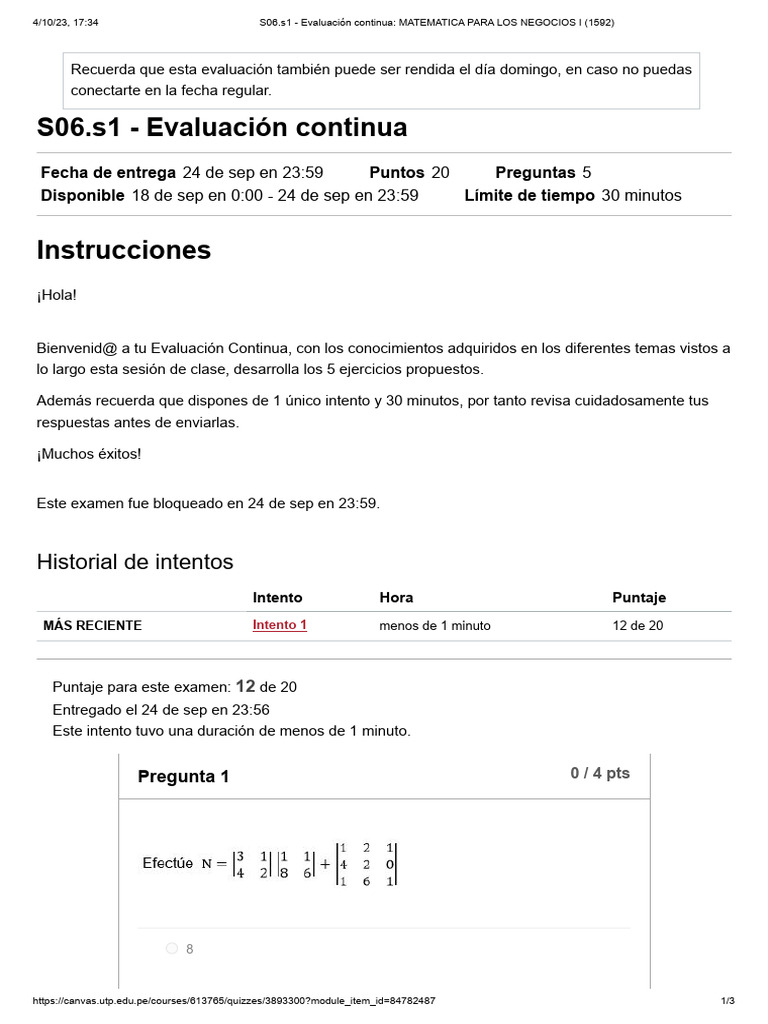 S06.s1 - Evaluación Continua - MATEMATICA PARA LOS NEGOCIOS I (1592) | PDF | Crecimiento ...