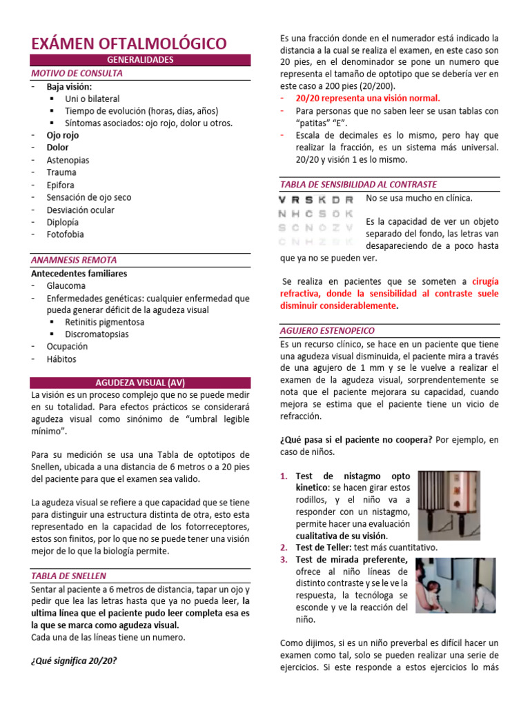 Examen Oftalmologico | PDF | Ojo humano | Percepción visual