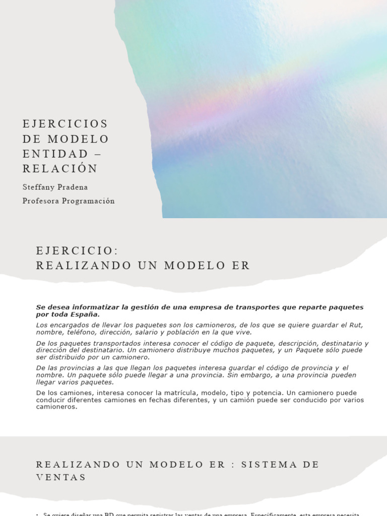Ejercicios de Modelo Entidad - Relación | PDF