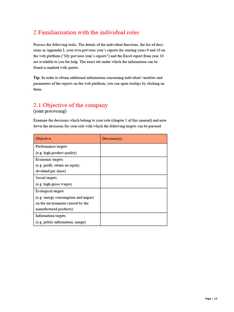 En Familiarisation With The Individual Roles Exercises | PDF