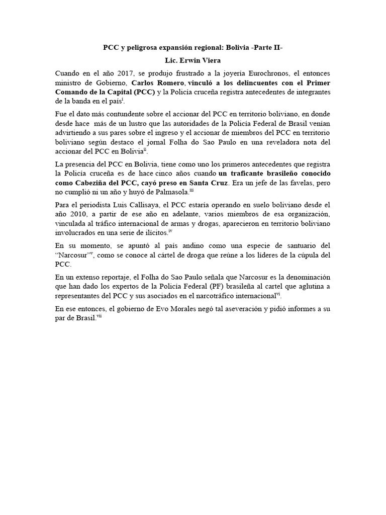 Bolivia y El Accionar Del PPC | PDF