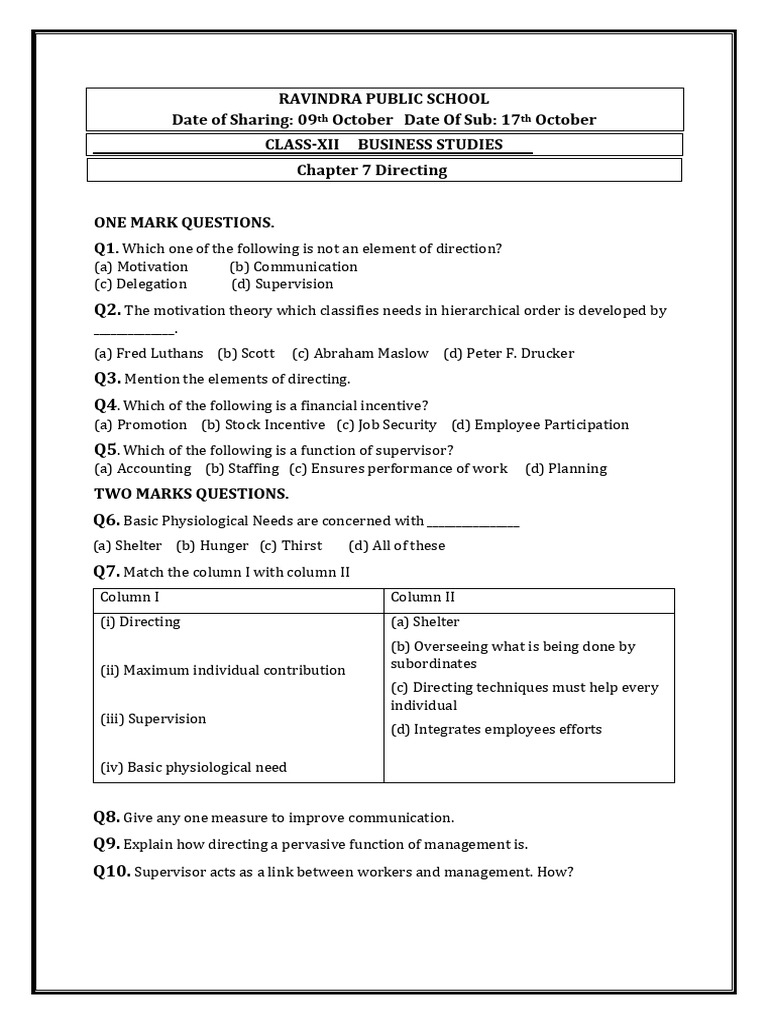 12th class business studies questions | PDF