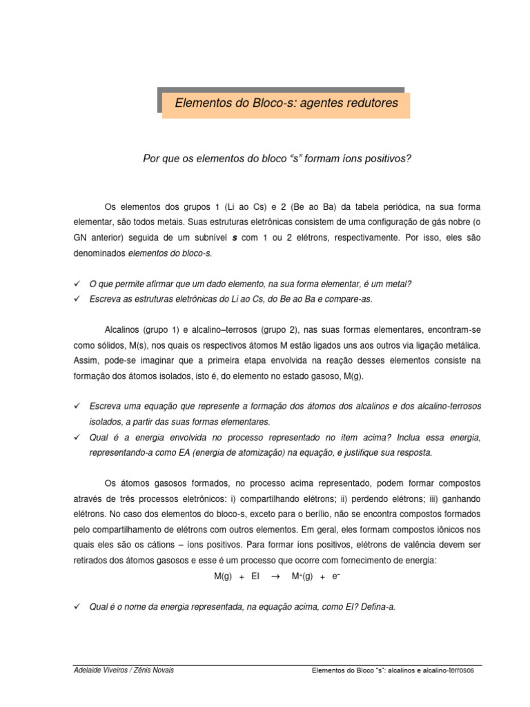 Bloco S - Os Redutores Mais Fortes | PDF | Solubilidade | Solvente