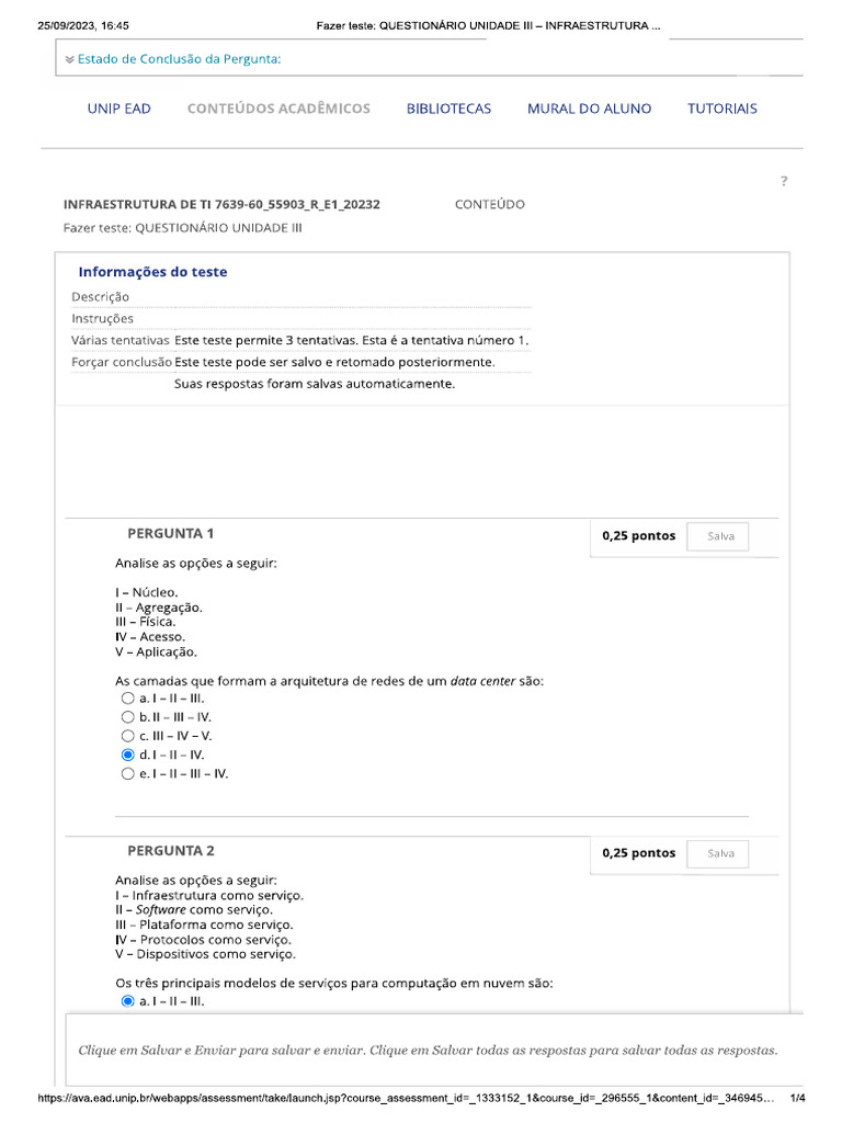 Questionário Unidade III | PDF