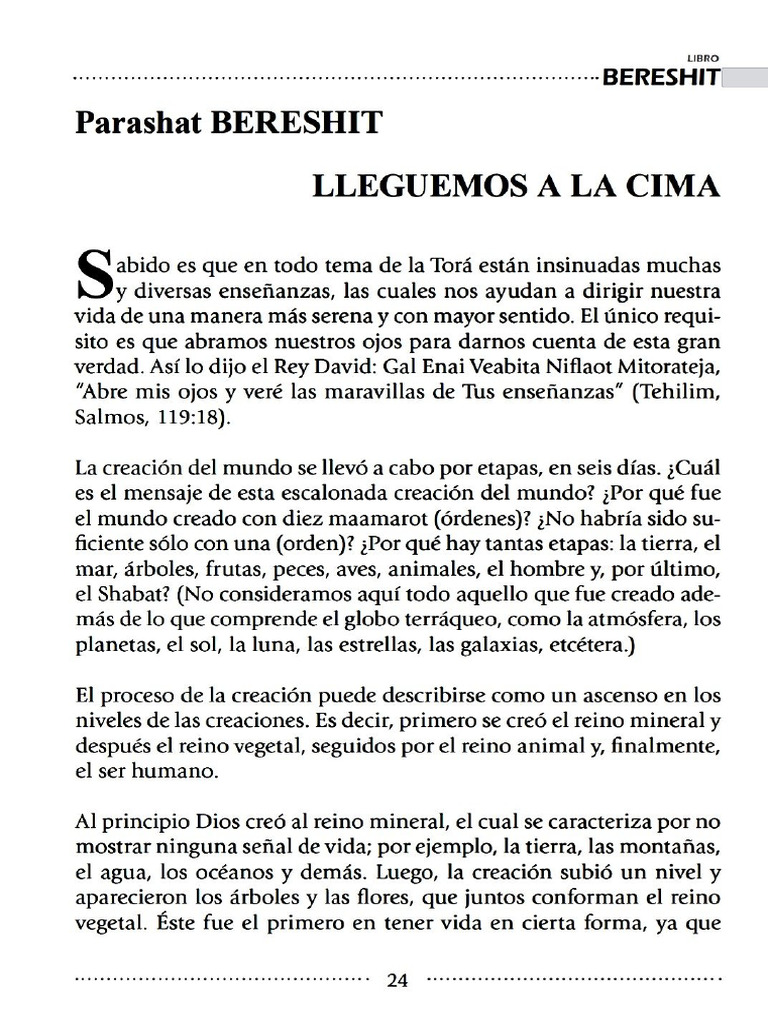 Bereshít - Las Alturas de Mi Pueblo - Rab Amram Anidjar - MV | PDF